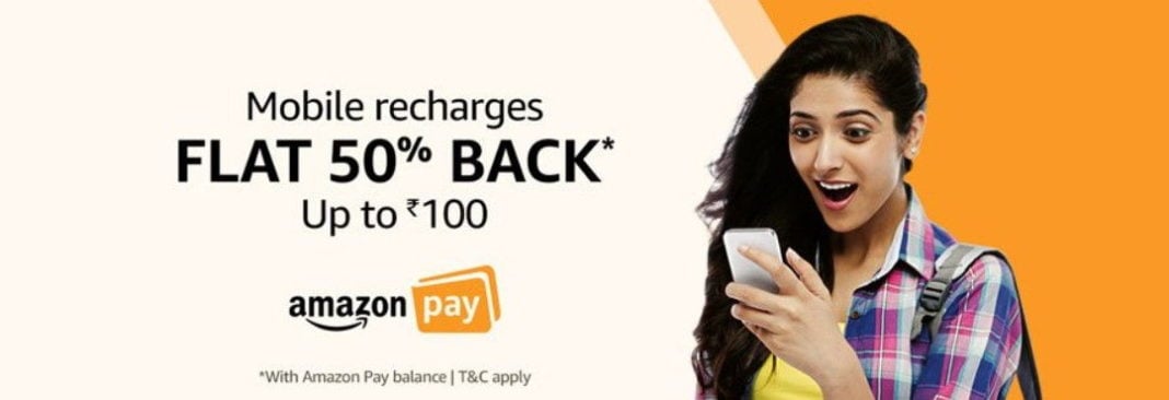 Now you can rechrage your prepaid mobile number with Amazon Pay