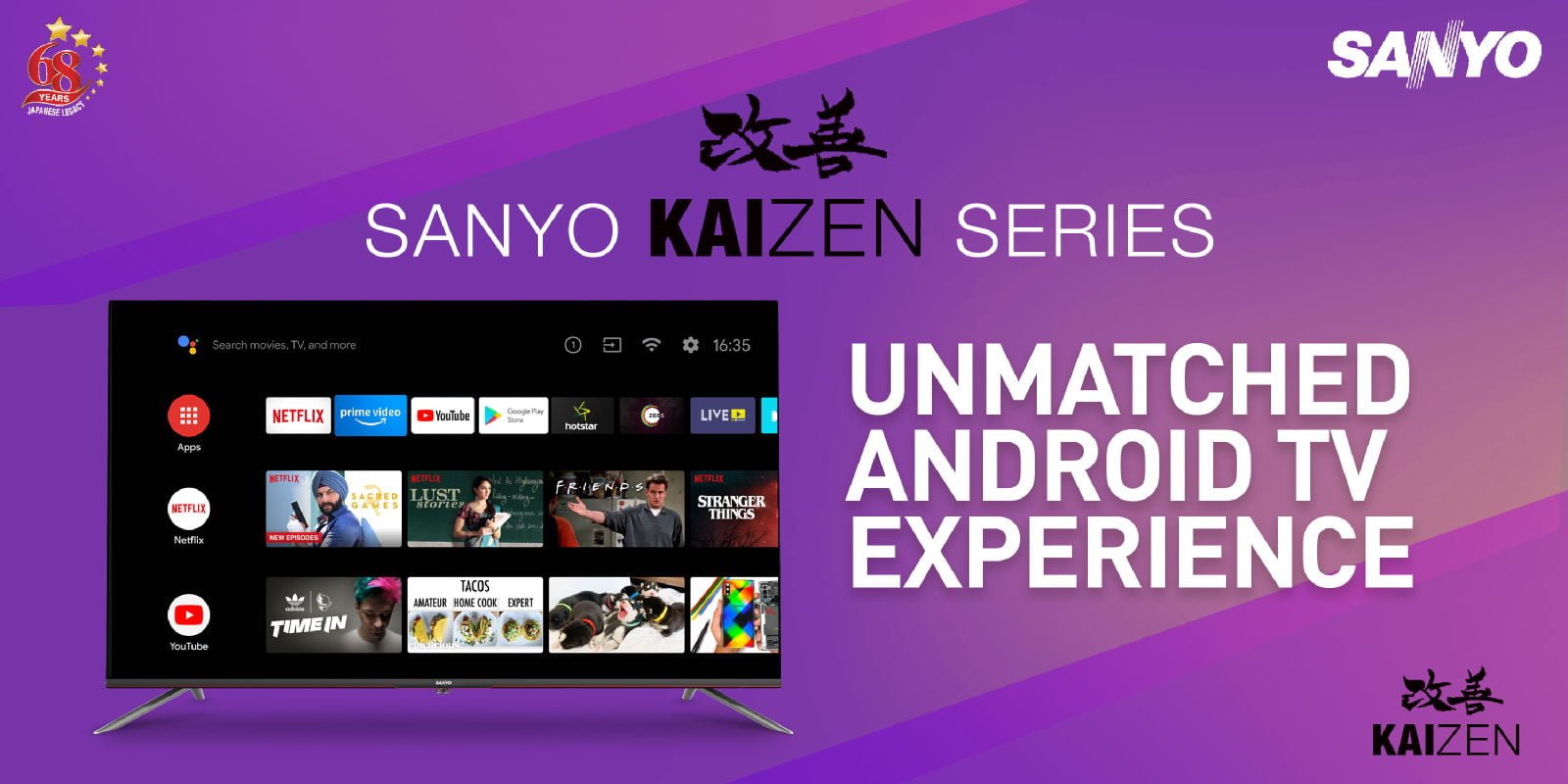 Sanyo Launches Kaizen Series of Smart TVs With Chromecast & Android 9